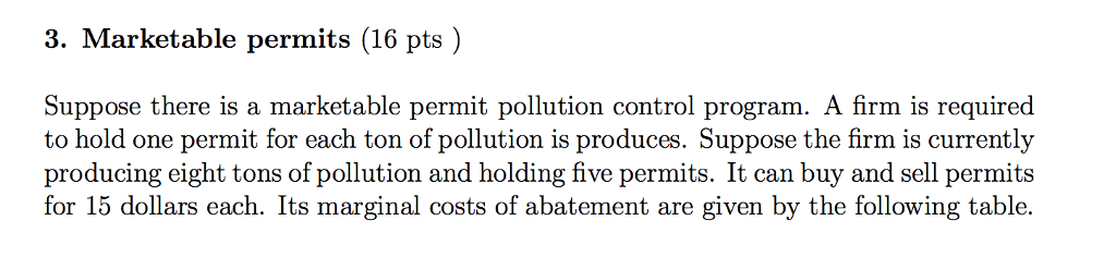 3. Marketable permits (16 pts) Suppose there is a | Chegg.com