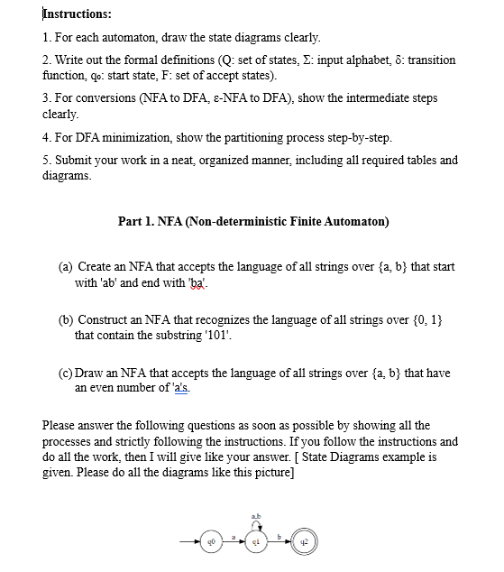 Solved Instructions:For each automaton, draw the state | Chegg.com