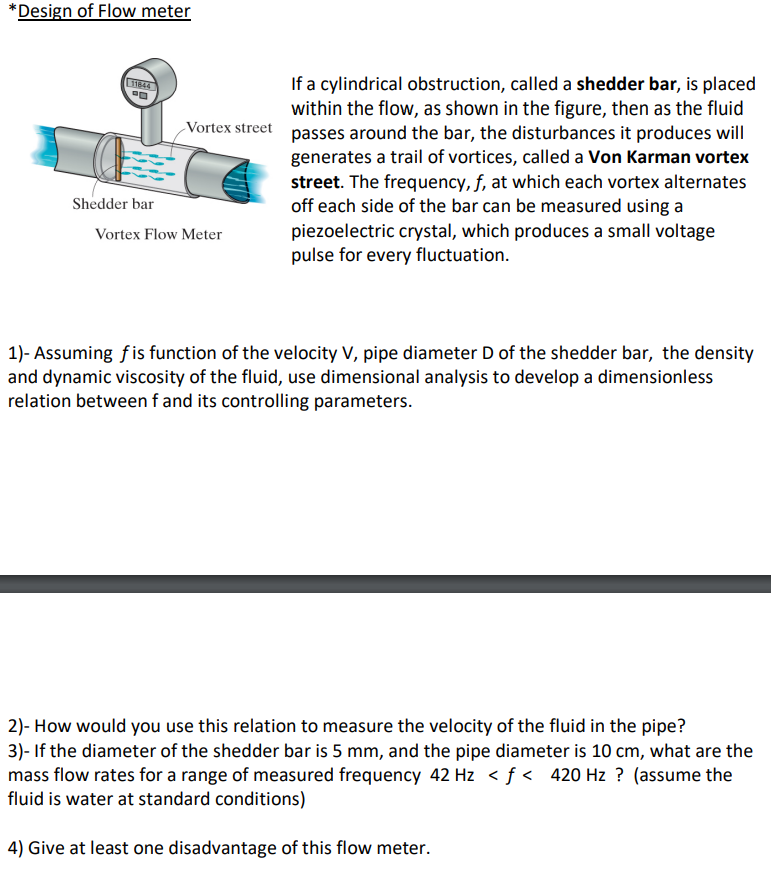 Solved If a cylindrical obstruction, called a shedder bar, | Chegg.com