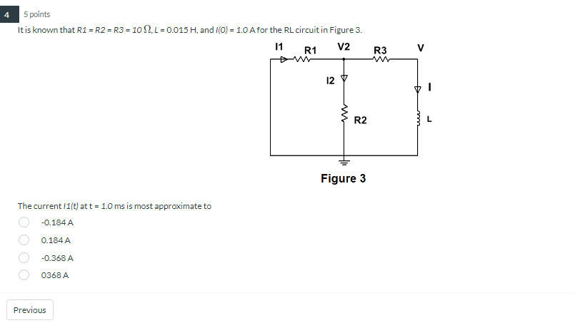 Solved 5 points It is known that R1 = R2 = R3 = 10,L= 0.015 | Chegg.com