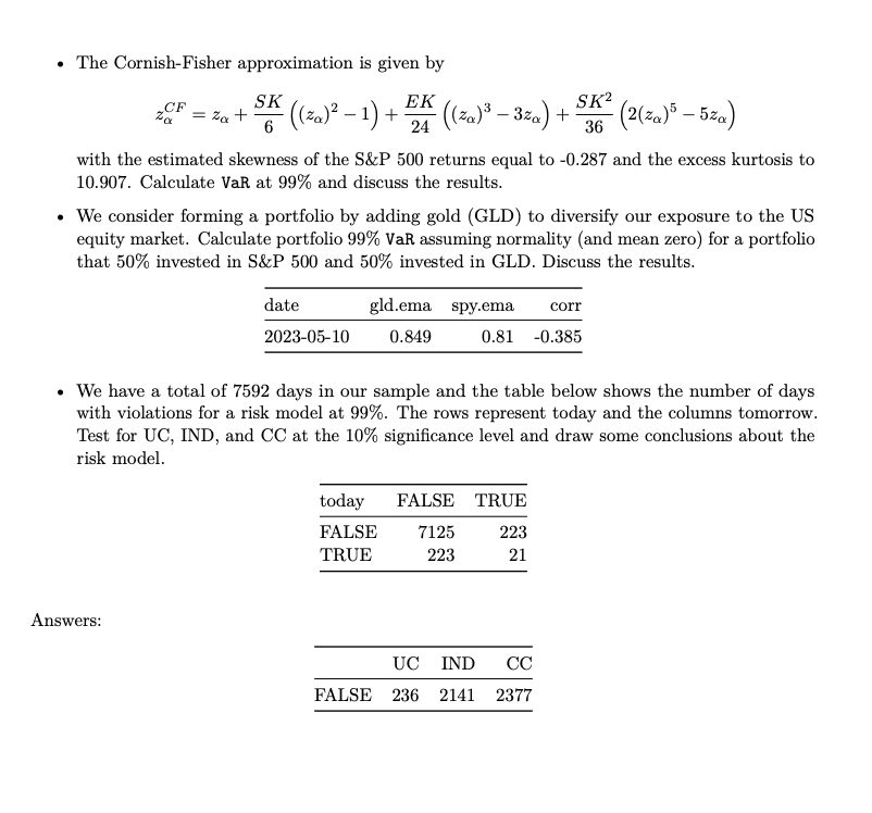 Solved - The Cornish-Fisher approximation is given by | Chegg.com