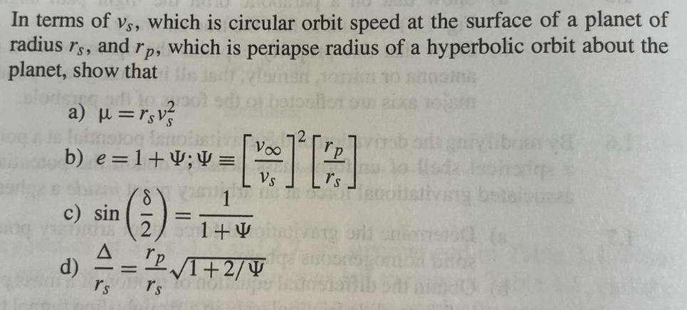 Solved In Terms Of Vs Which Is Circular Orbit Speed At The