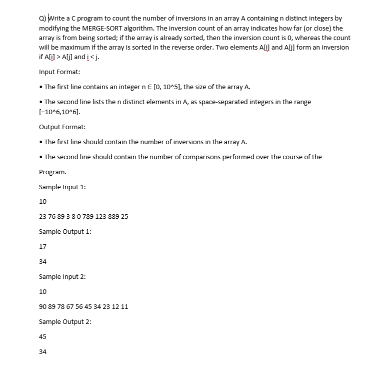 Solved Q) Write a C program to count the number of | Chegg.com