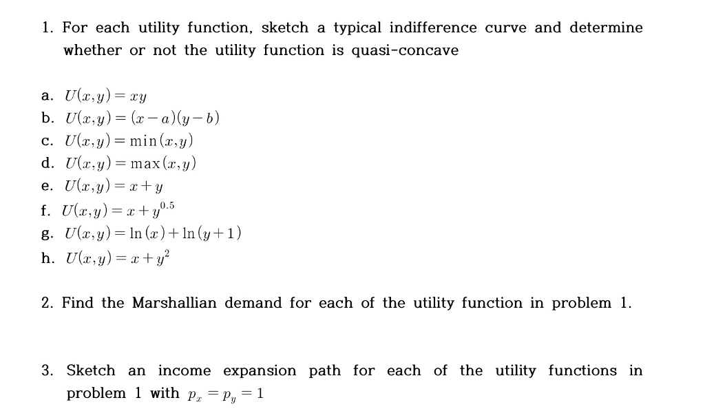 Solved 1. For each utility function, sketch a typical | Chegg.com