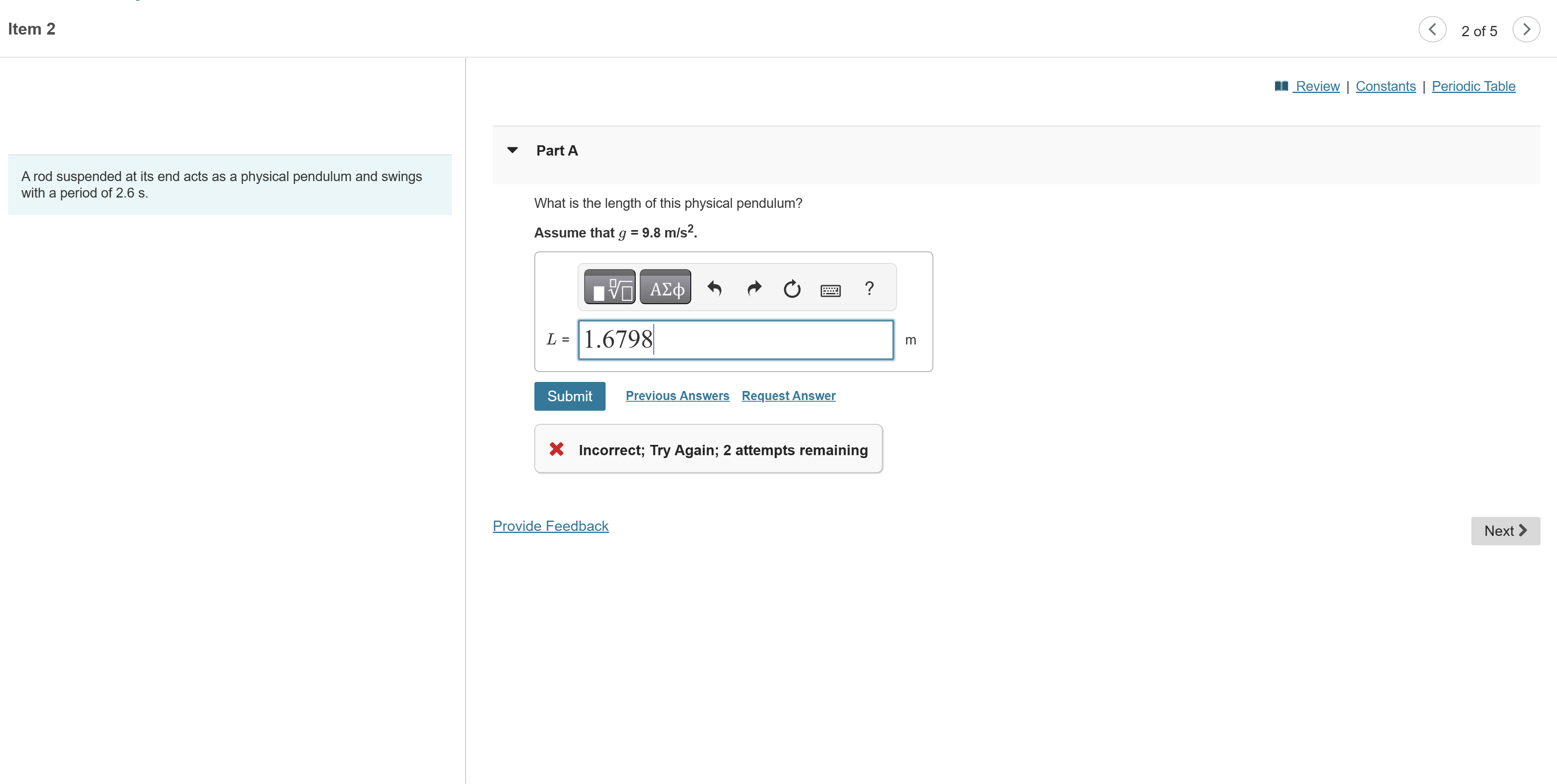 Solved A rod suspended at its end acts as a physical | Chegg.com