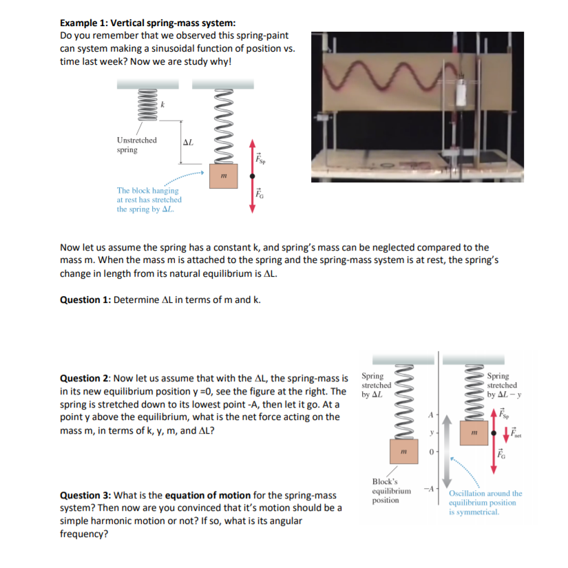 Solved Example 1: Vertical spring-mass system: Do you | Chegg.com