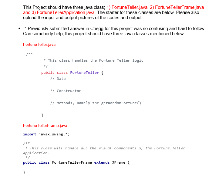 Solved FortuneTeller using Swing to create Graphical | Chegg.com