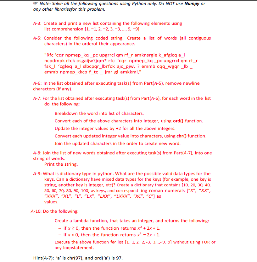 Solved * Note: Solve all the following questions using | Chegg.com