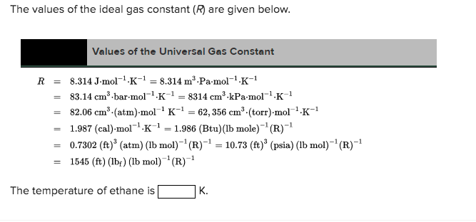 Solved The characteristic properties of ethane are given in | Chegg.com