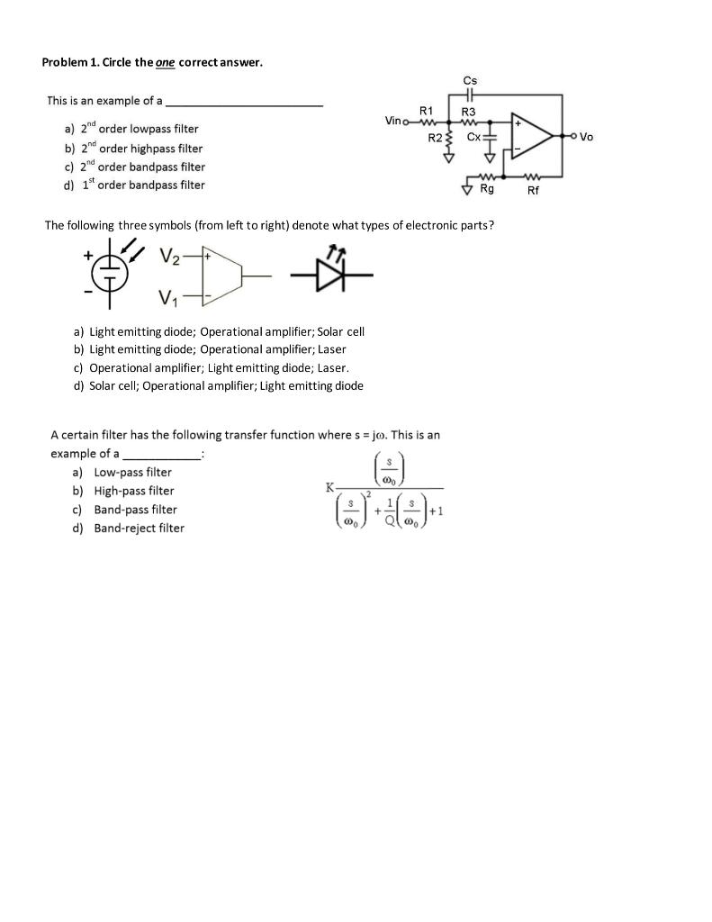 Solved Problem 1. Circle the one correct answer. Cs This is | Chegg.com