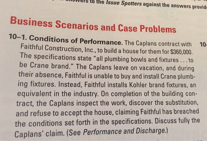 Solved I unswers to the Issue Spotters against the answers | Chegg.com