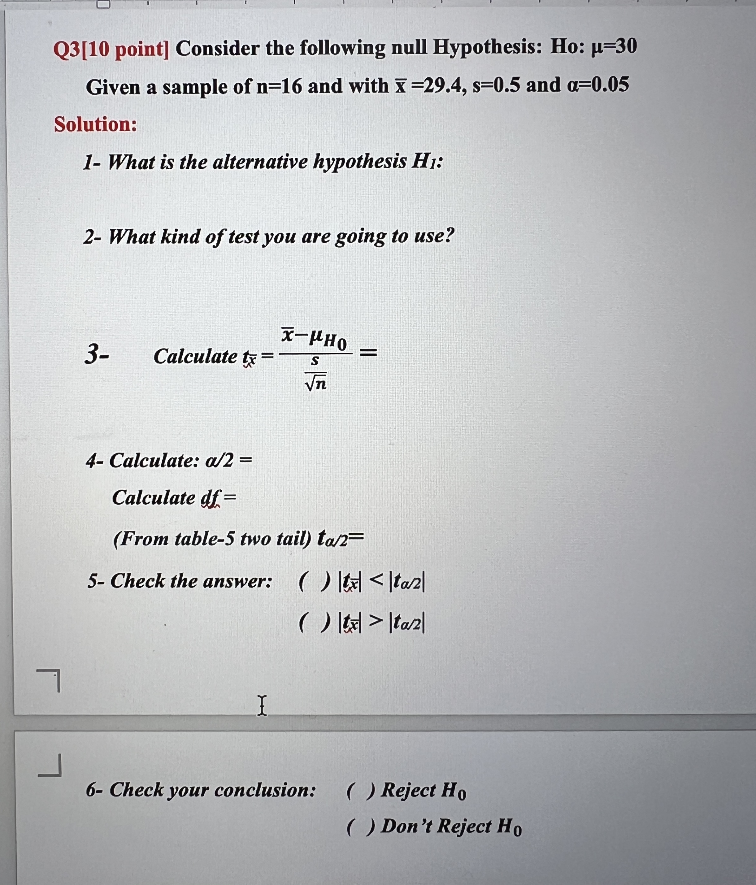Solved Q3[10 point] Consider the following null Hypothesis: | Chegg.com