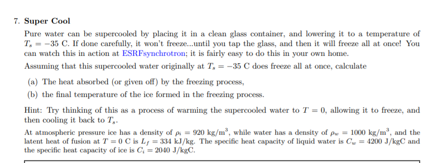 7. Super Cool Pure water can be supercooled by | Chegg.com