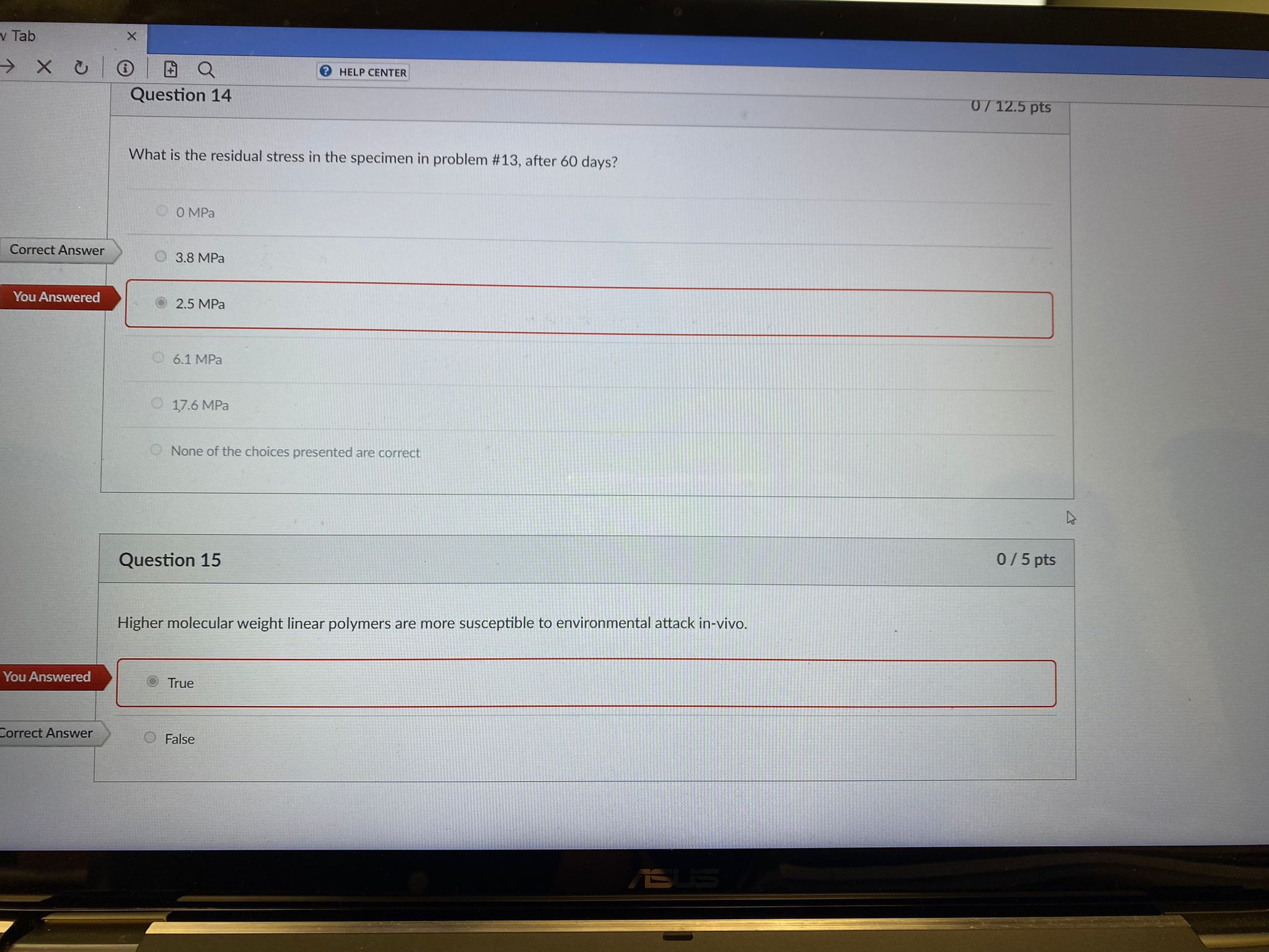 Solved What is the residual stress in the specimen in | Chegg.com