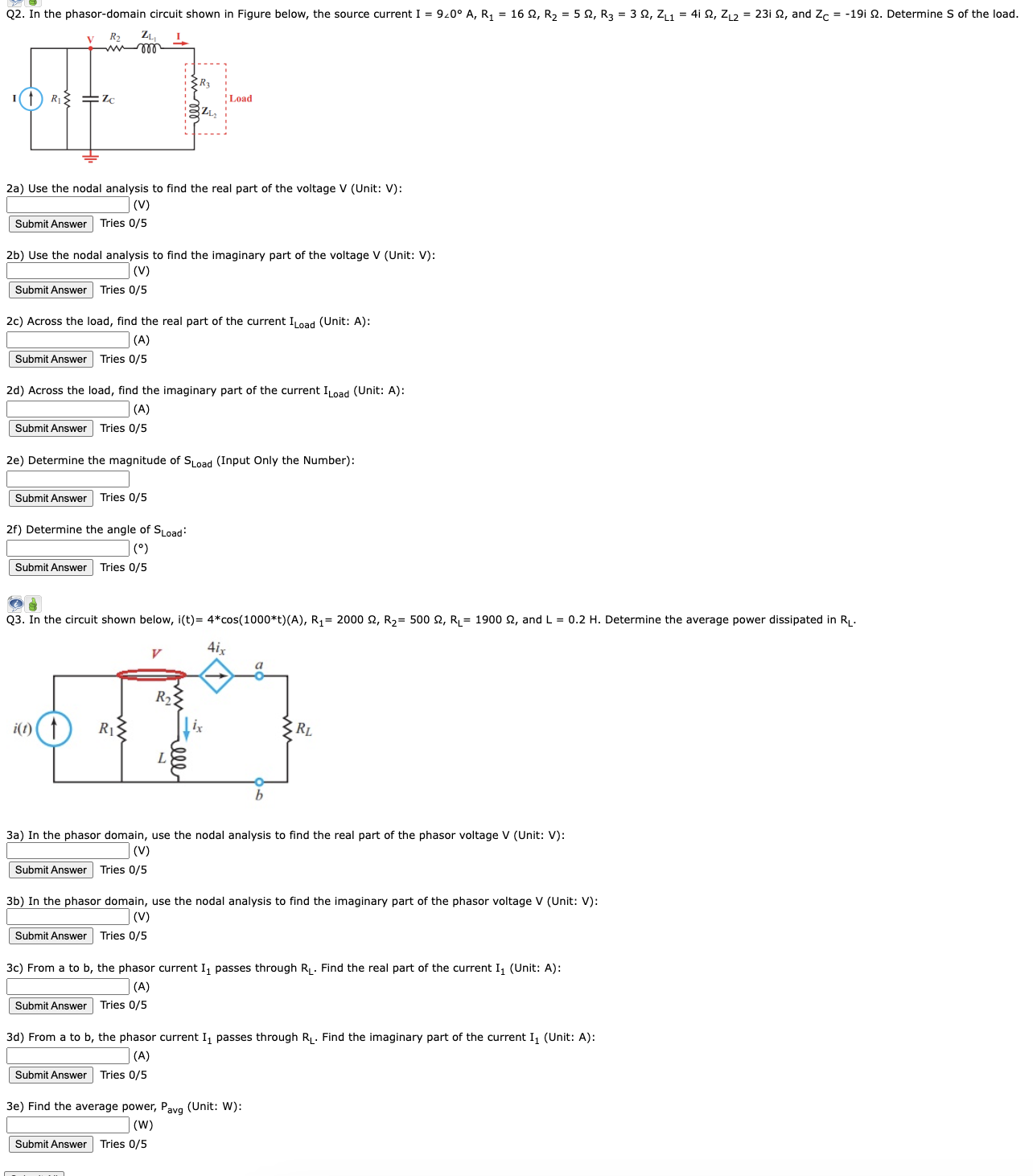 Solved Q2. In the phasor-domain circuit shown in Figure | Chegg.com