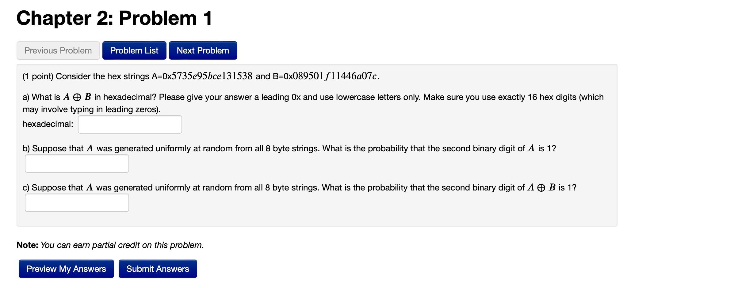 Solved (1 point) Consider the hex strings | Chegg.com