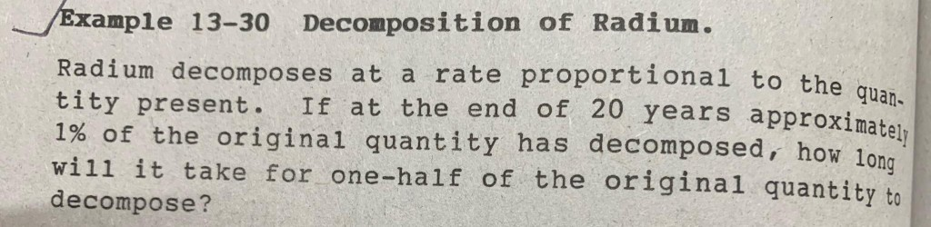 Solved Example 13-30 Decomposition of Radium. Radium | Chegg.com
