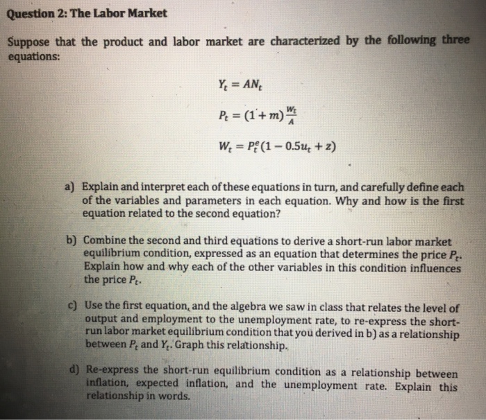 Solved Question 2: The Labor Market Suppose that the product | Chegg.com