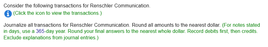 Solved Consider the following transactions for Renschler | Chegg.com