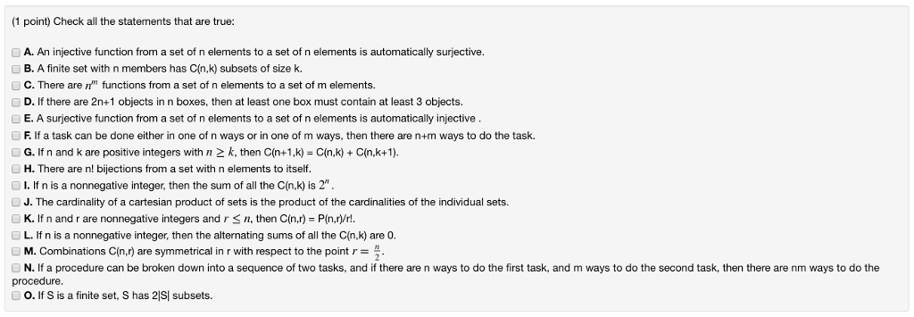 Solved Check All The Statements That Are True A An