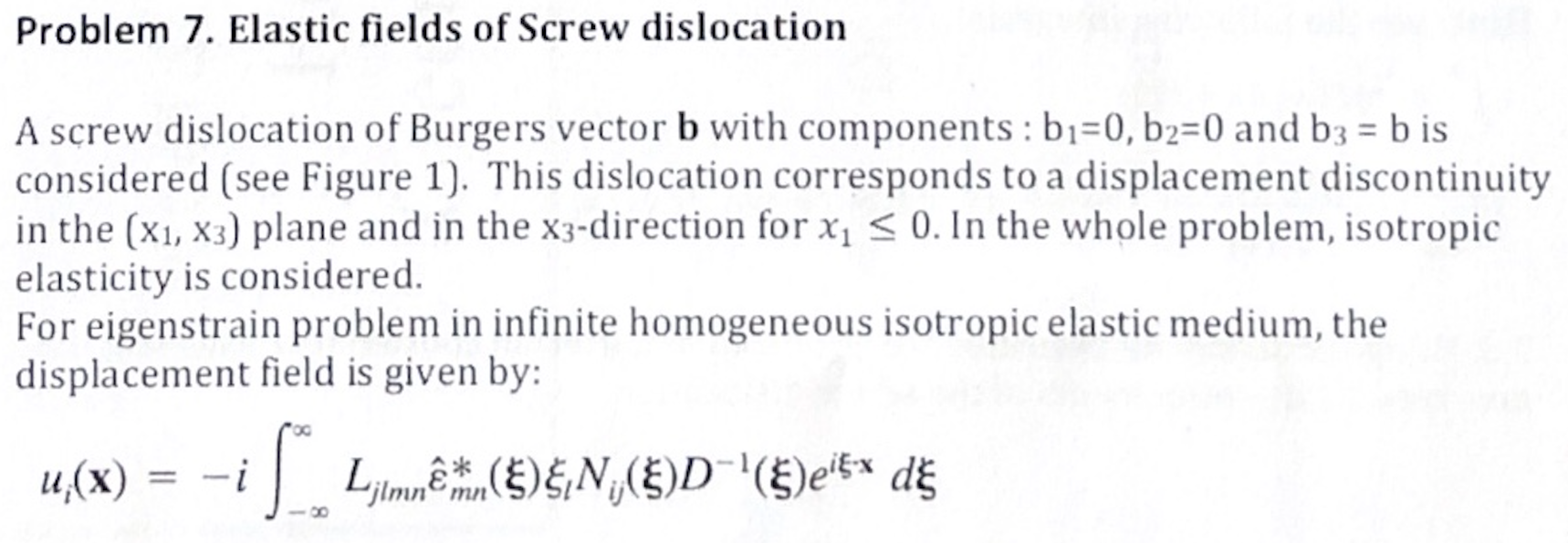 Problem 7. Elastic fields of Screw dislocation A | Chegg.com
