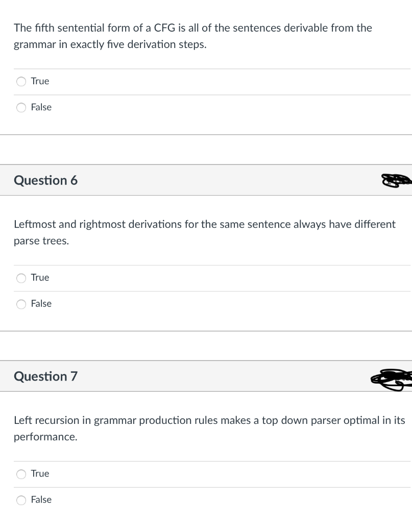 Solved The fifth sentential form of a CFG is all of the | Chegg.com