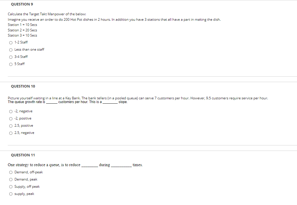 Solved QUESTION 9 Calculate the Target Takt Manpower of the | Chegg.com