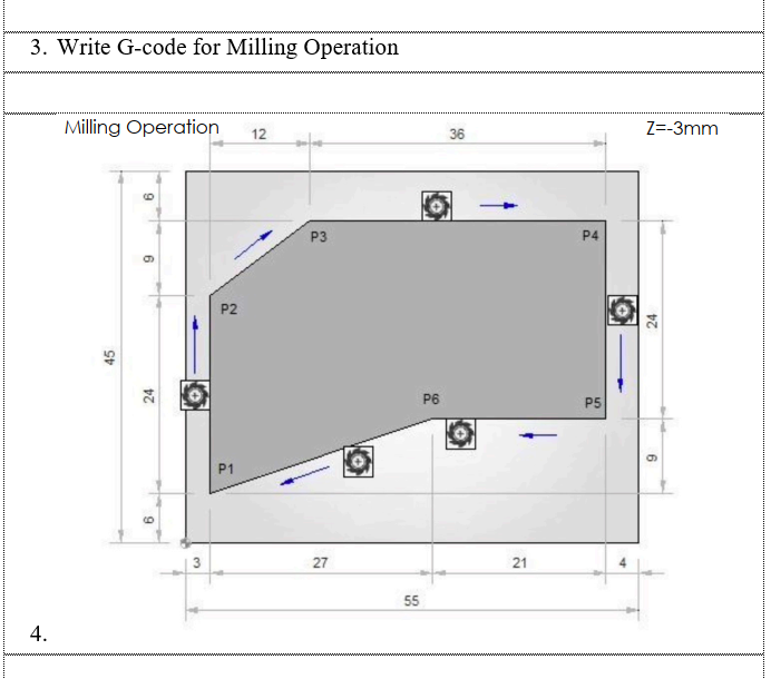 Solved 3. Write G-code for Milling Operation Milling | Chegg.com