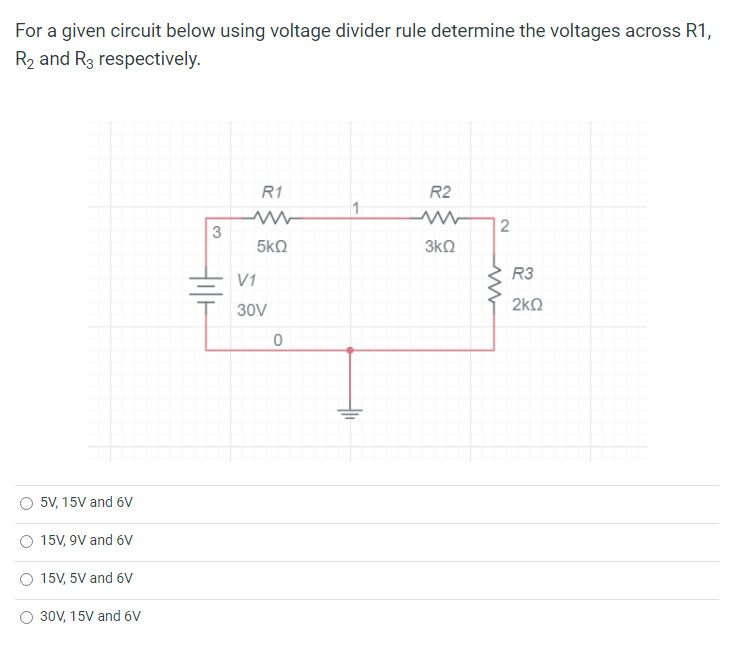 Solved For a given circuit below using voltage divider rule | Chegg.com