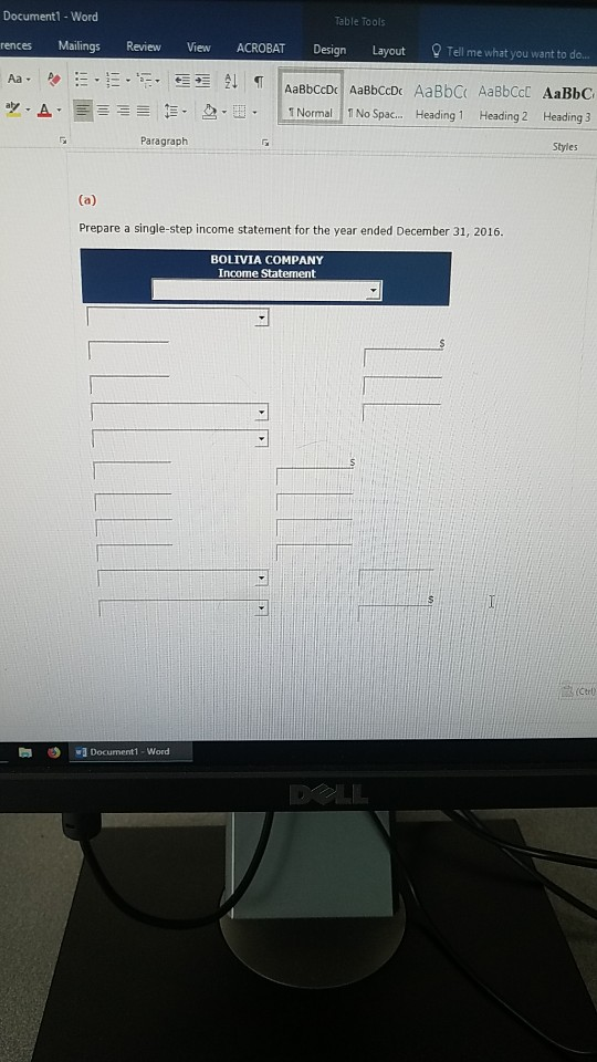 Solved ment1-Word Table Tools s Mailings Review Vi ACROBAT | Chegg.com