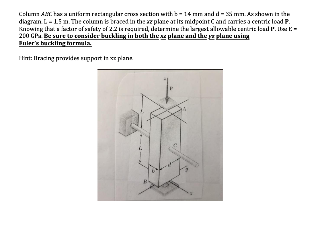 Solved Column ABC has a uniform rectangular cross section | Chegg.com