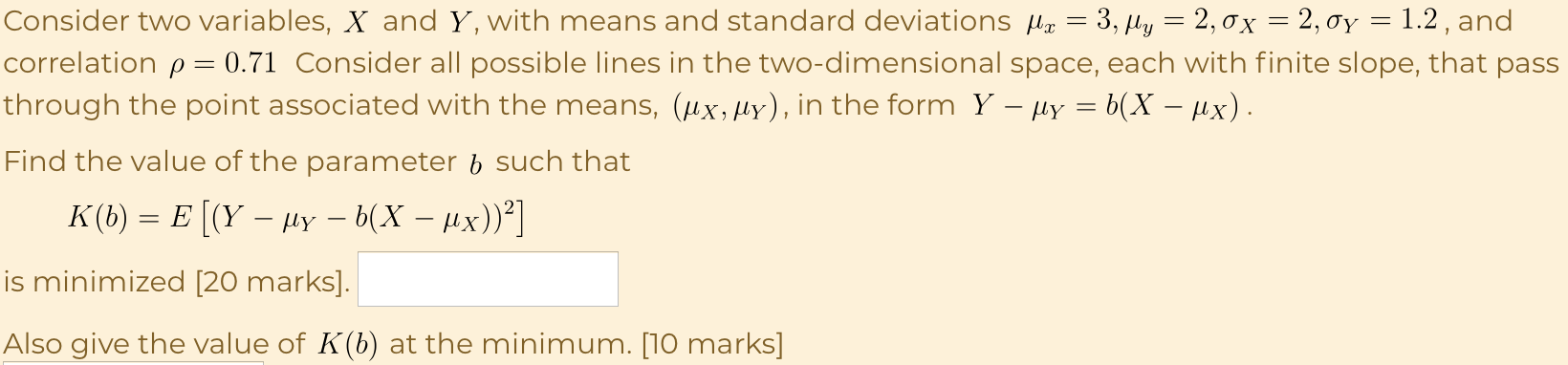 Solved Consider two variables, X and Y , with means and | Chegg.com