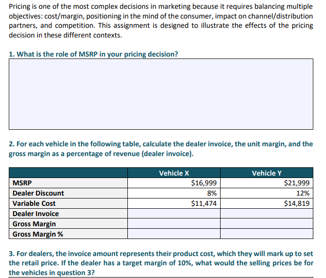 Solved 1. What is the role of MSRP in your pricing | Chegg.com