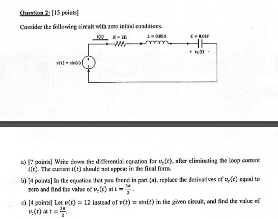 Solved Consider the following circuit with zero initial | Chegg.com