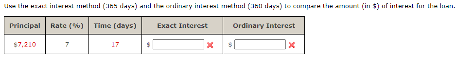 Solved Use the exact interest method ( 365 days) and the | Chegg.com