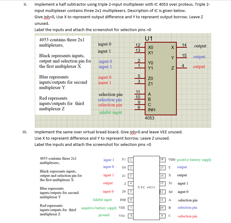II. Implement a half subtractor using triple 2-input | Chegg.com