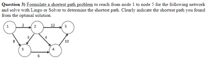 Solved Question 3) Formulate a shortest path problem to | Chegg.com