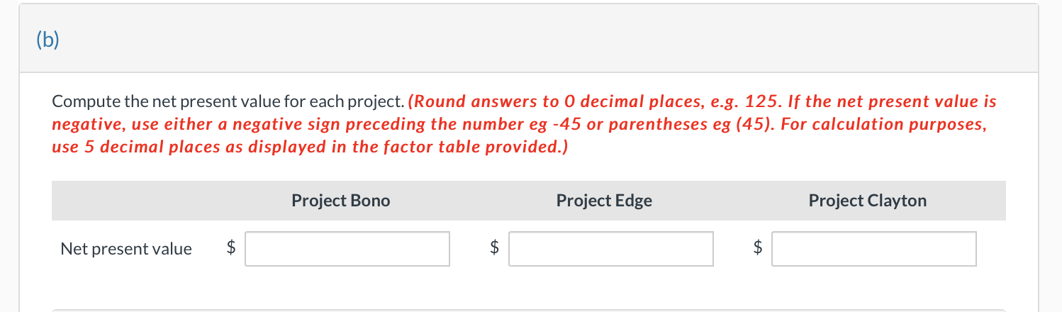 Solved Compute the net present value for each project. | Chegg.com