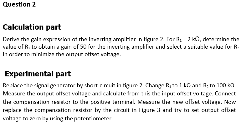 Solved Calculation part Derive the gain expression of the | Chegg.com