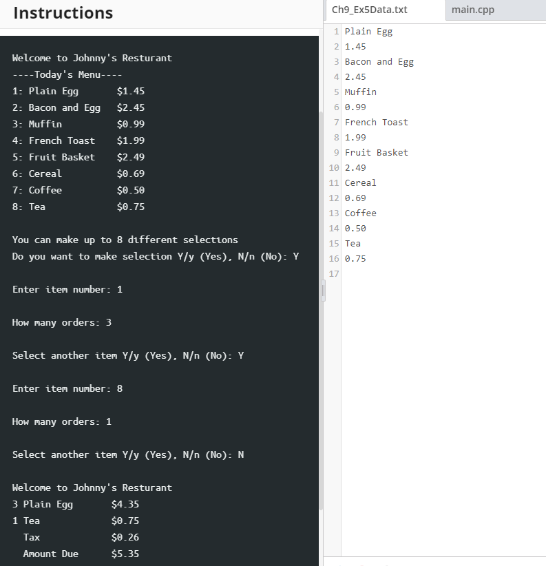 Solved Redo Exercise 4 so that the customer can select | Chegg.com
