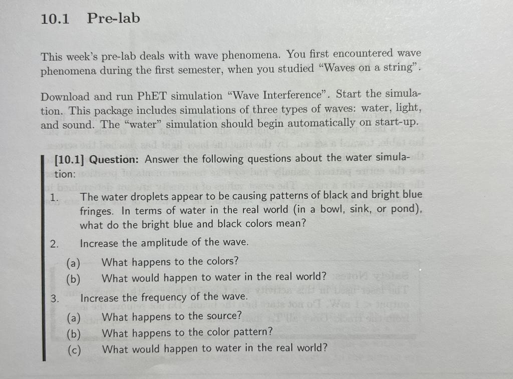 Solved 10.1 Pre-lab This week's pre-lab deals with wave | Chegg.com