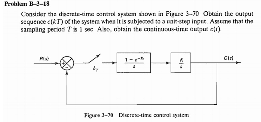 Solved Problem B-3-18 Consider the discrete-time control | Chegg.com