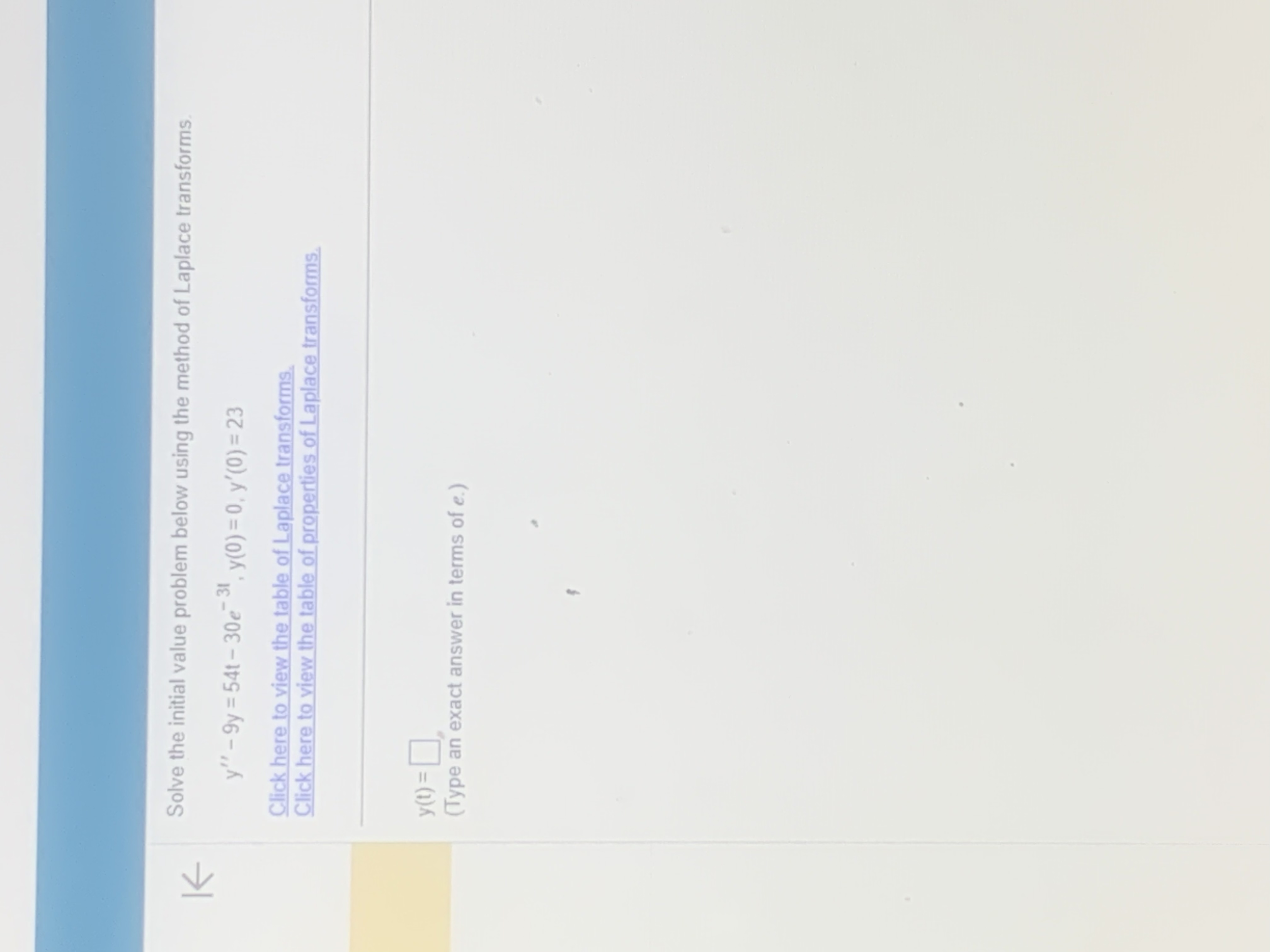 Solved Solve the initial value problem below using the | Chegg.com