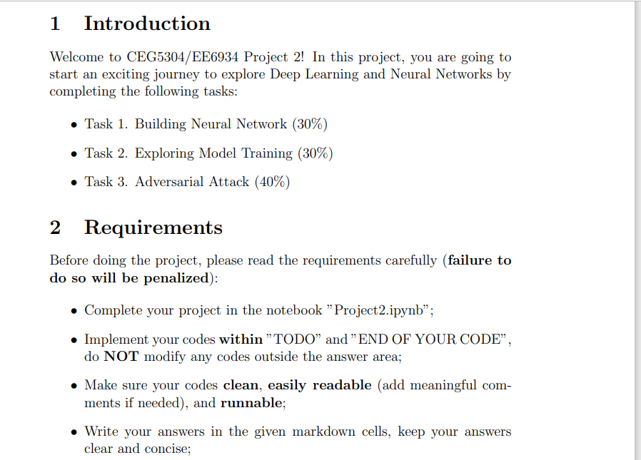 Solved 1 Introduction Welcome to CEG5304/EE6934 Project 2! | Chegg.com