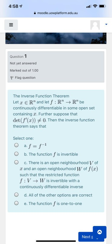 Solved 4:58 令- moodle.uowplatform.edu.au Question T Not vet | Chegg.com