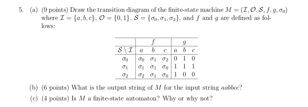 Solved (a) (9 points) Draw the transition diagram of the | Chegg.com