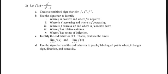 Solved 2) Let f(x)- a. Create a combined sign chart for | Chegg.com