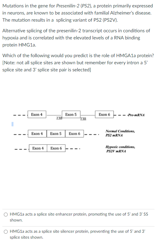 Solved Mutations in the gene for Presenilin-2 (PS2), a | Chegg.com