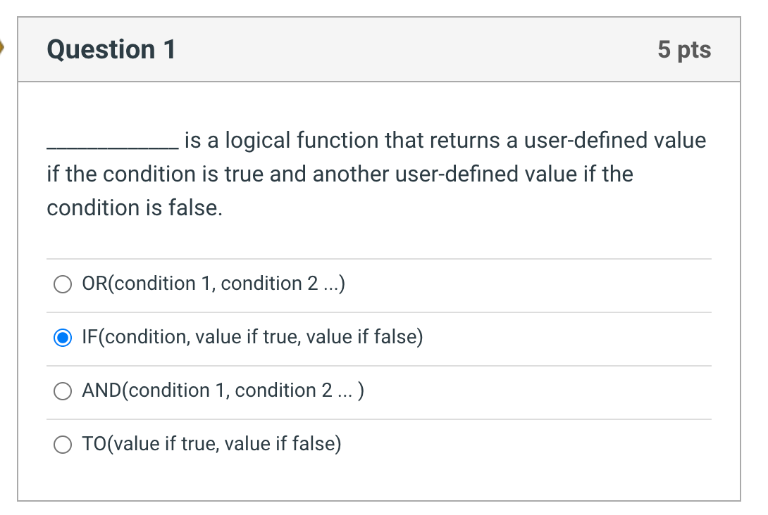 Solved is a logical function that returns a user-defined | Chegg.com