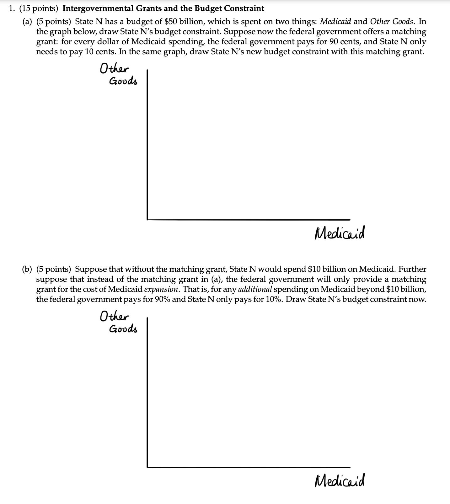 Solved 1. (15 points) Intergovernmental Grants and the | Chegg.com Solved 1. (15 points) Intergovernmental Grants and the | Chegg.com